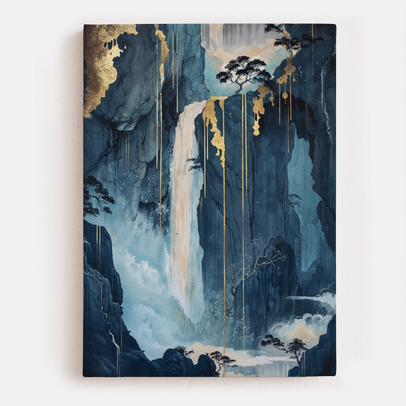 Gold Falls Canvas [Best Seller] – Japanese Gold Waterfalls Landscape ...